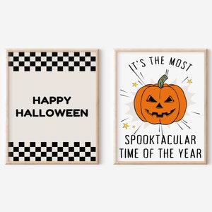 Vintage Retro Halloween Set of 8 Prints, Cute Fall Decor, Trendy ...
