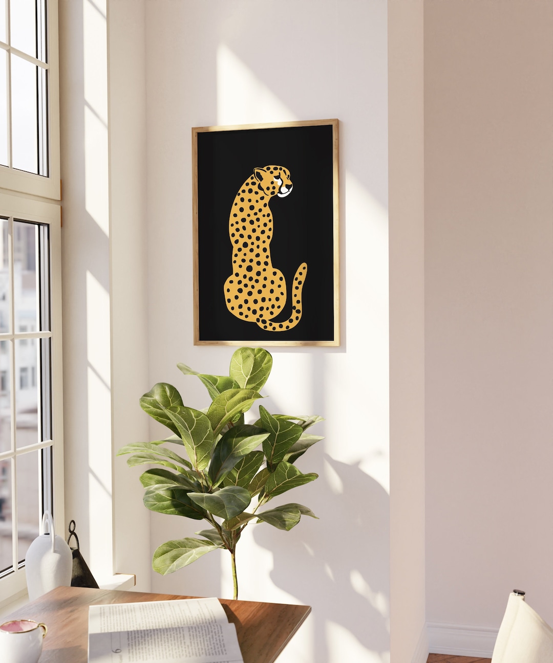 Cheetah Print, Black Leopard Art Print, Boho Home Decor, Black Wall Art ...