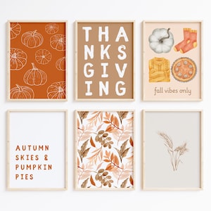Thanksgiving Decor, 6 Thanksgiving Printable Wall Art, Autumn Fall Home ...