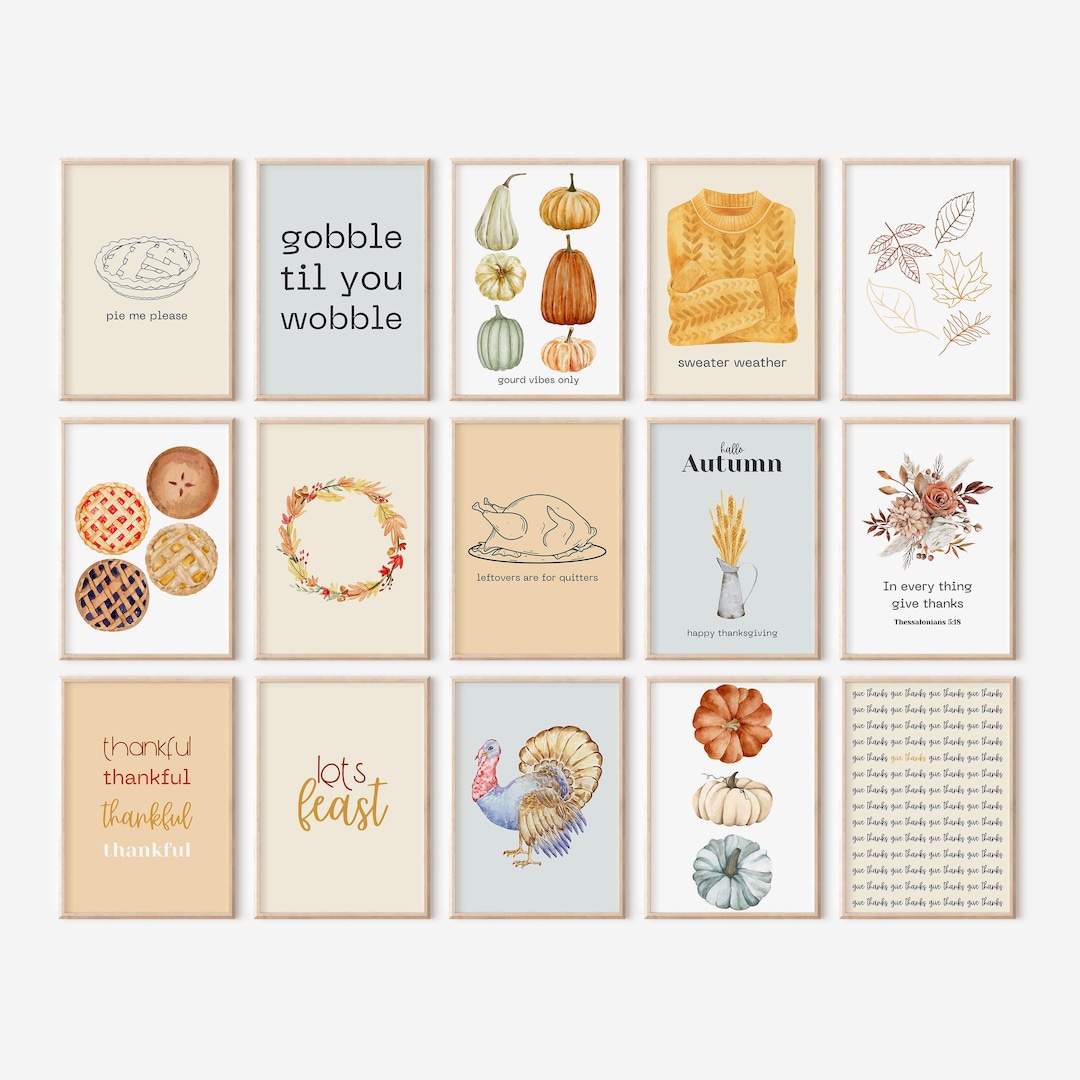 Thanksgiving Decor, 15 Thanksgiving Printable Wall Art, Autumn Fall ...