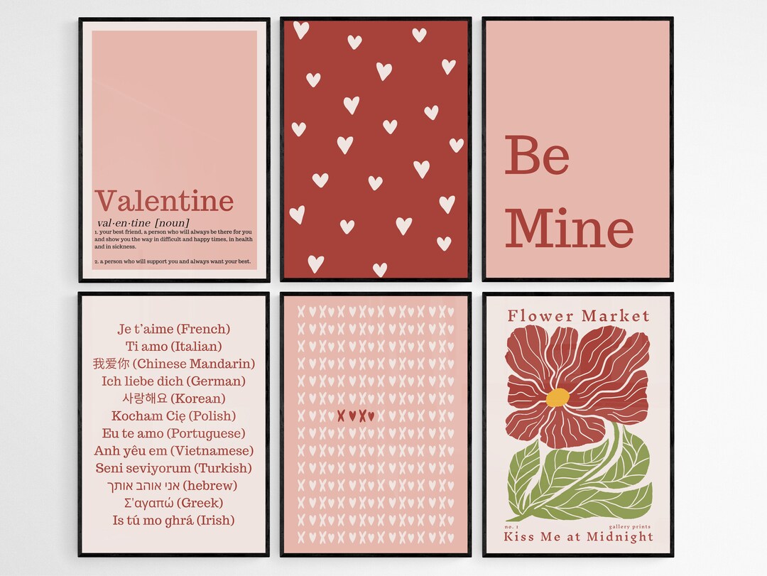 Valentines Day Decor Set of 6 Printables, Valentines Day Printables ...