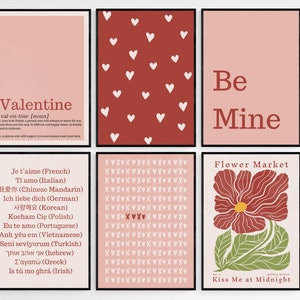 Valentines Day Decor Set of 6 Printables Valentines Day - Etsy