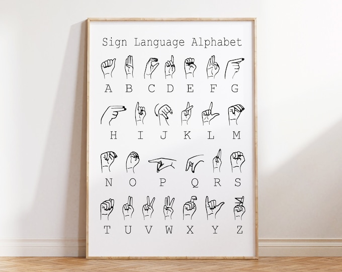 American Sign Language Gold Foil Art Print - ASL Poster Chart - Hand ...