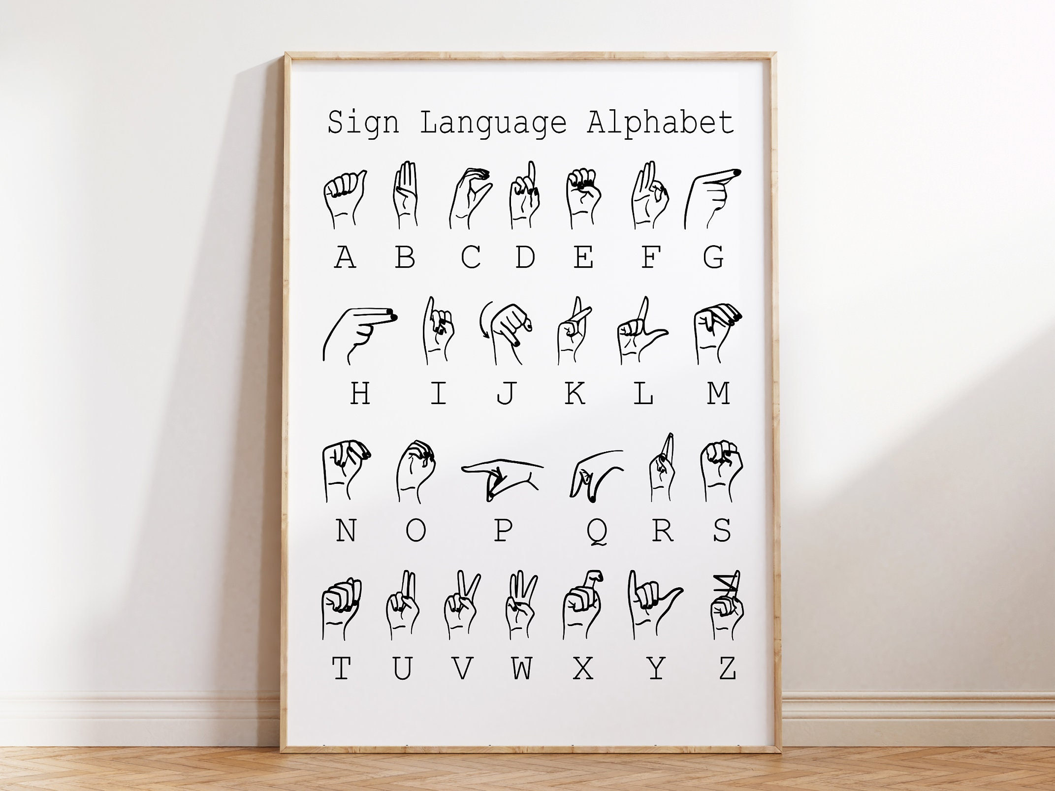 American Sign Language Poster ASL Alphabet Printable Wall - Etsy Canada