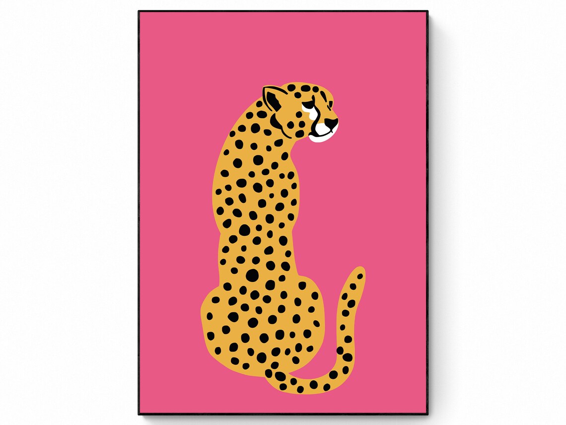 Cheetah Print, Hot Pink Leopard Art Print, Boho Home Decor, Hot Pink ...