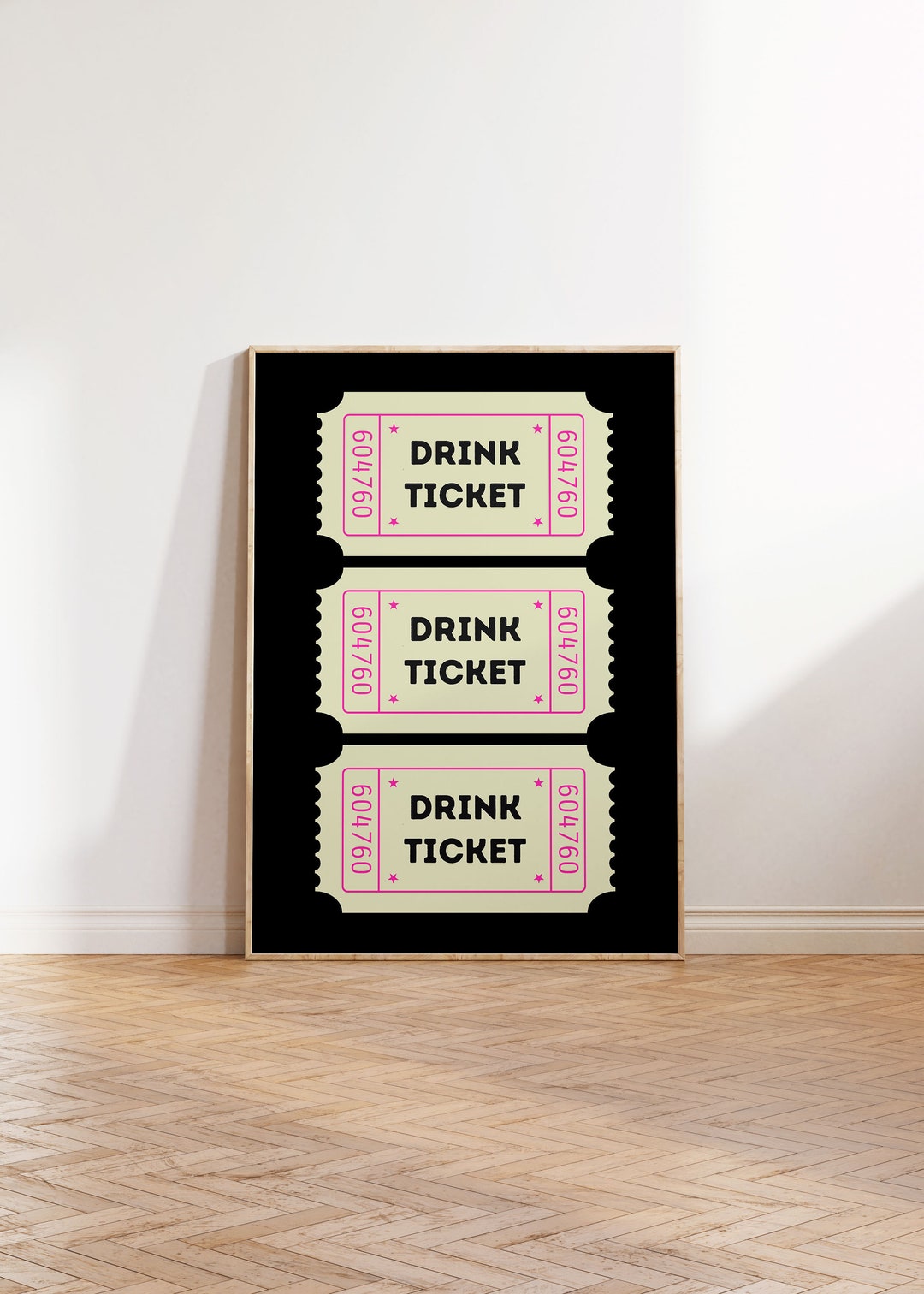 Drink Ticket Printable Wall Art, Retro Alcohol Sign, Bar Cart ...