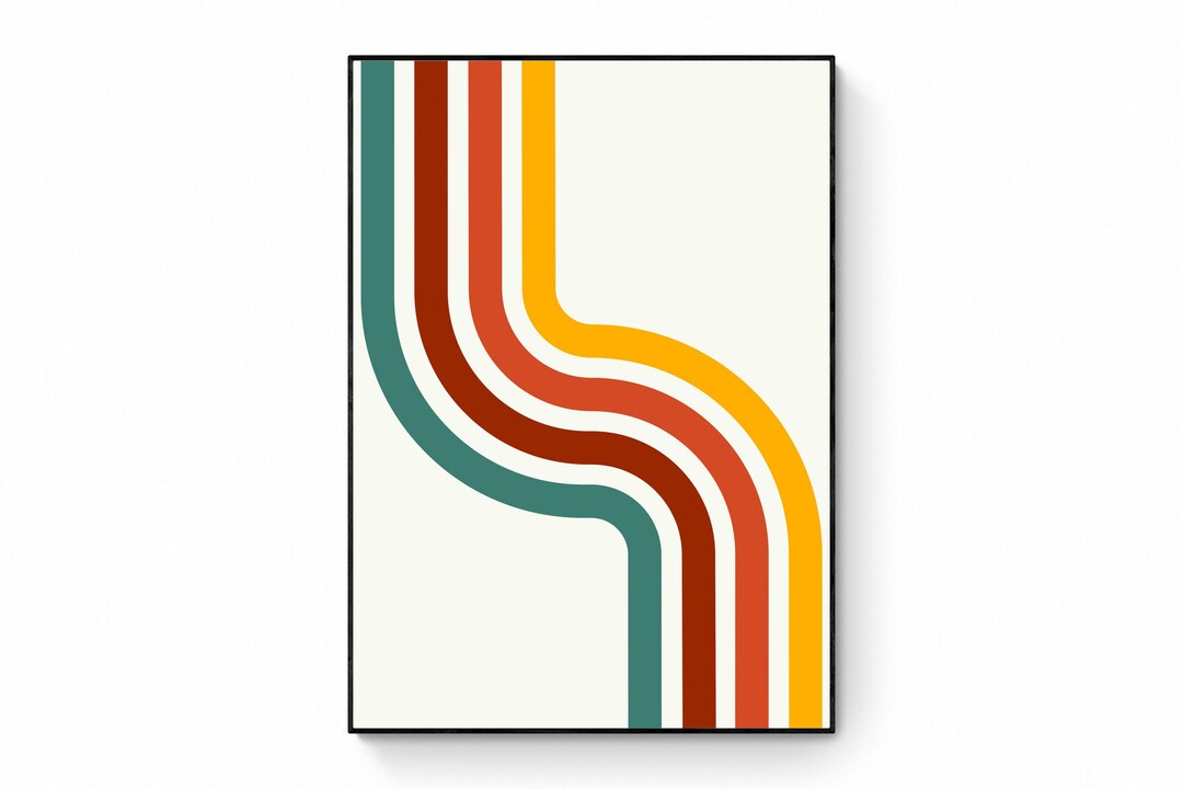 70s Rainbow Art Print, Digital Download, Abstract Rainbow Poster ...