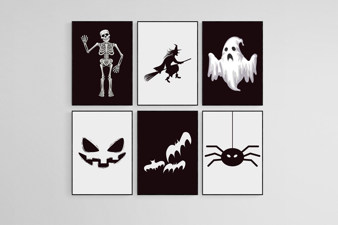Halloween Set of 6 Prints, Halloween Wall Art, Halloween Printable ...