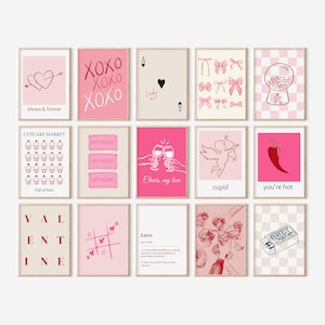 Valentine Day Decor Set of 28 Printables, Valentines Party Decor, Retro ...
