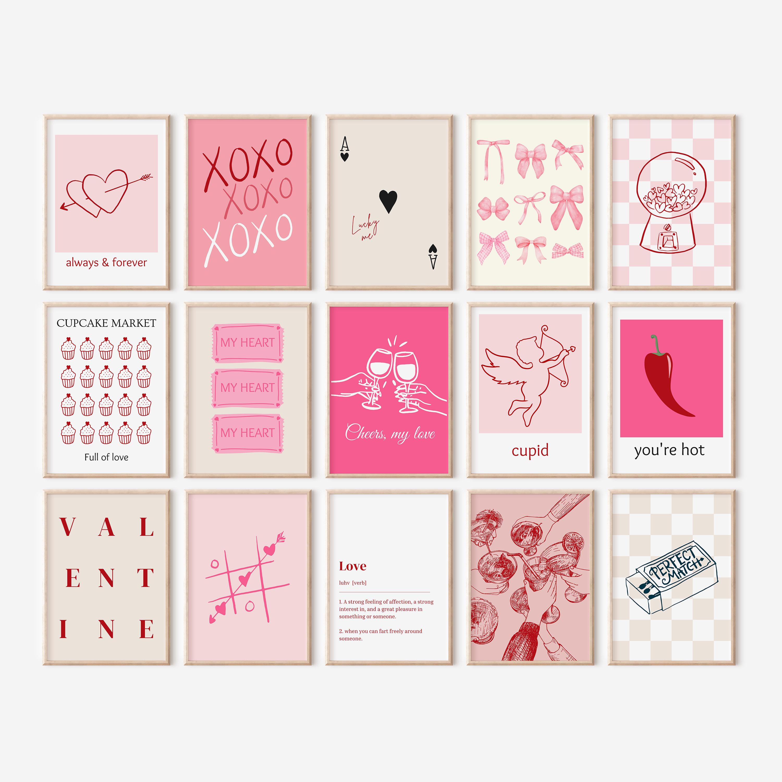 Valentine Day Decor Set of 28 Printables, Valentines Party Decor, Retro ...