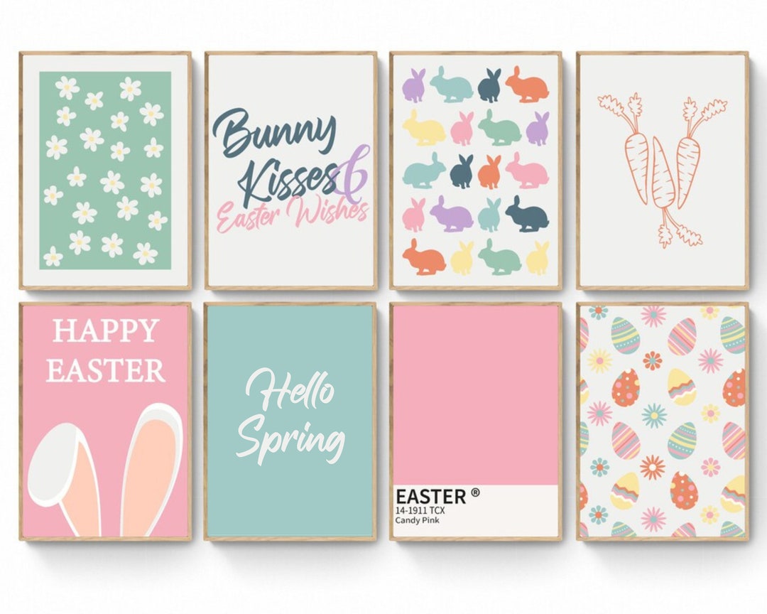 Easter 8 Printables Gallery Wall Art Set, Minimalist Spring Art Prints ...