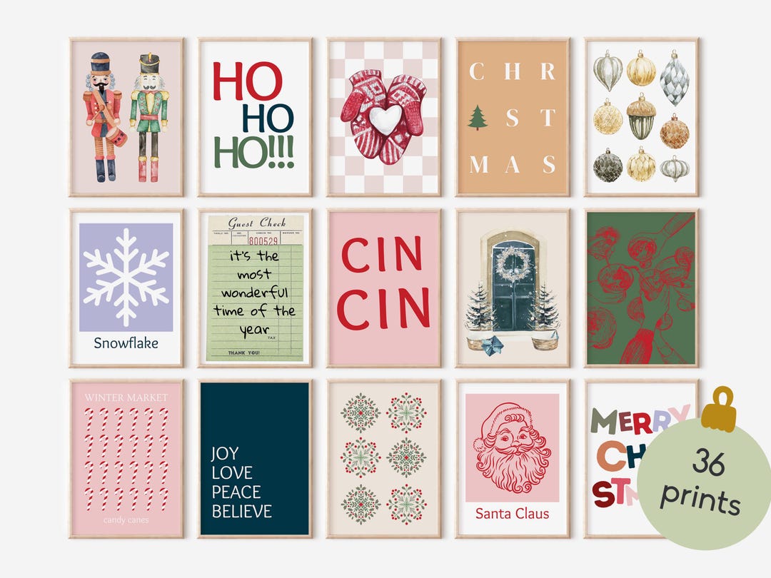 Set of 36 Christmas Gallery Wall Bundle, Christmas Digital Download ...