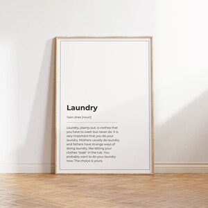 Laundry Definition Printable, Laundry Wall Decor, Laundry Room Sign ...