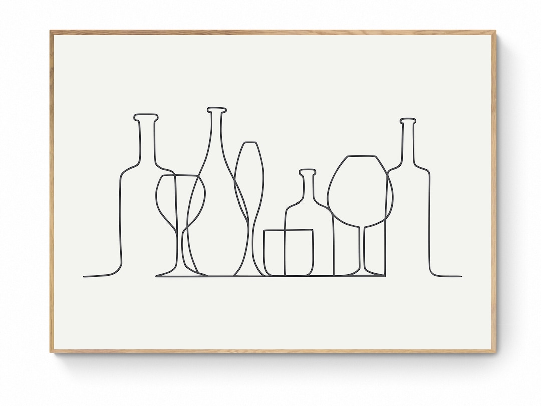 Drinks Print, Fine Line Art, Simple Line Art, Bar Cart Art, Cocktail ...