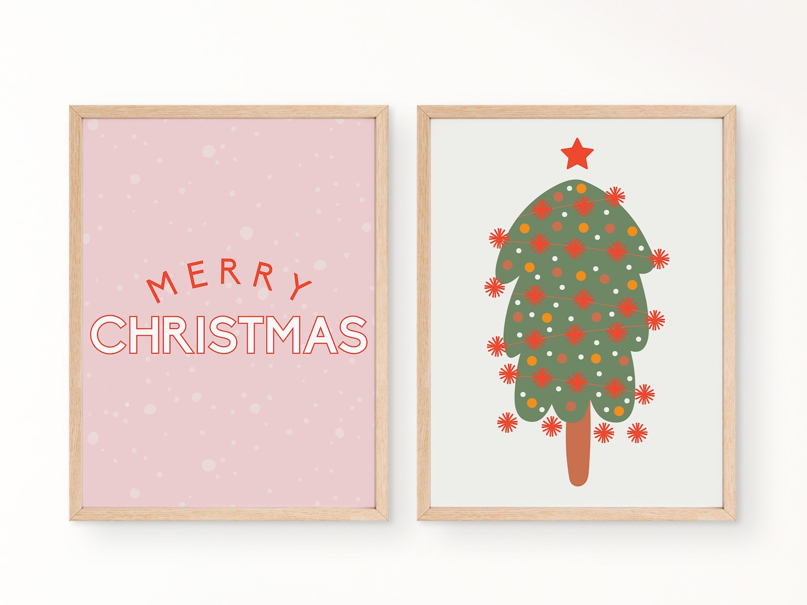 Pink Christmas Set of 7 Printables Christmas Printable Wall - Etsy