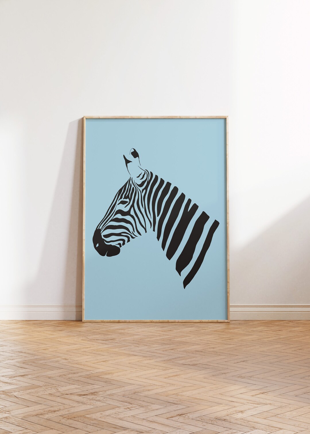Minimal Zebra Print, Light Blue Zebra Art Print, Boho Home Decor ...