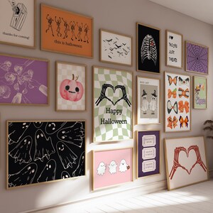 Boho Halloween Decor Set of 36 Prints, Cute Fall Decor, Modern ...