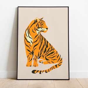 Tiger Print, Beige Leopard Art Print, Boho Home Decor, Beige Wall Art ...