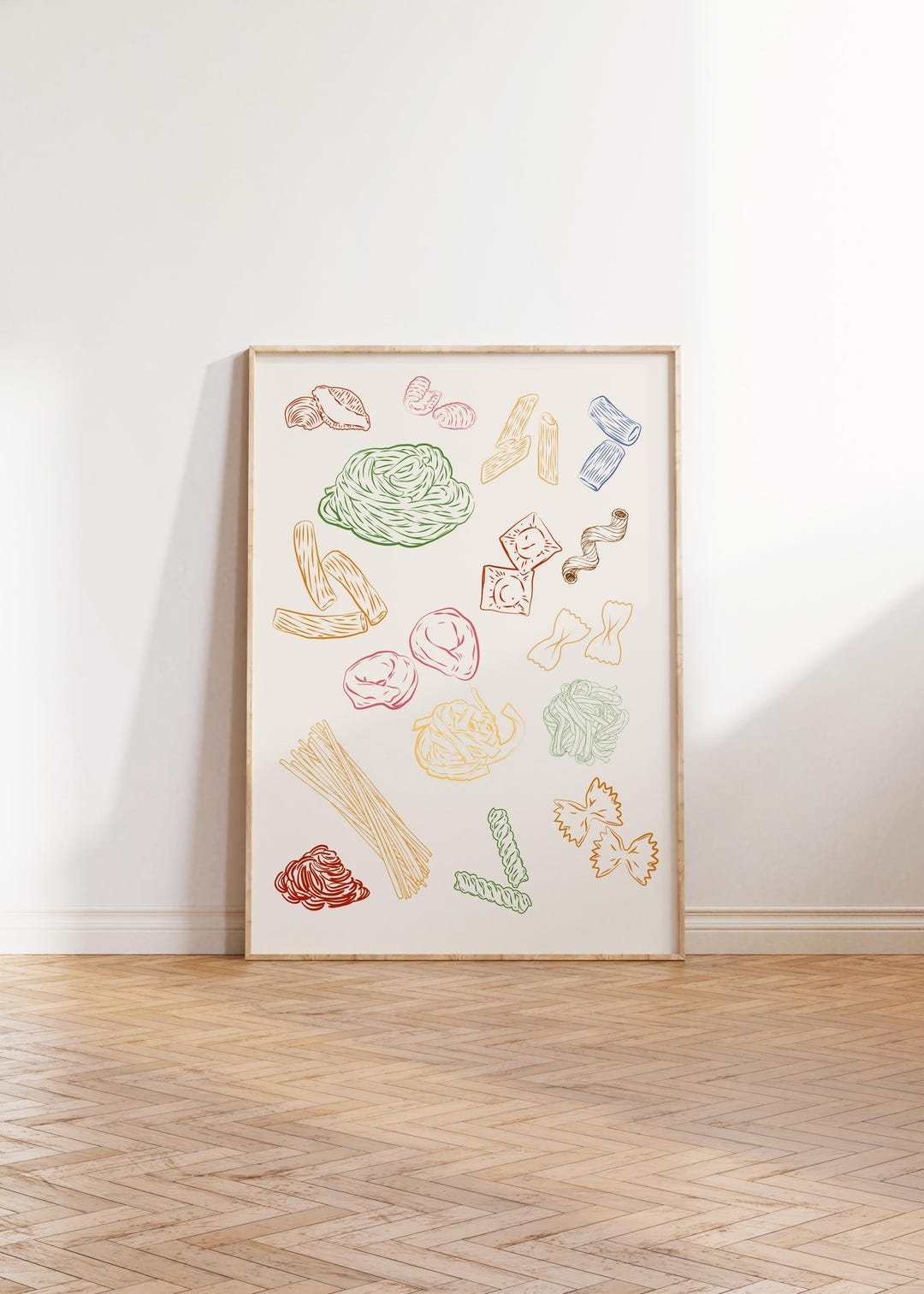 Trendy Retro Pasta Print, Pasta Lovers Poster, Kitchen Pasta ...