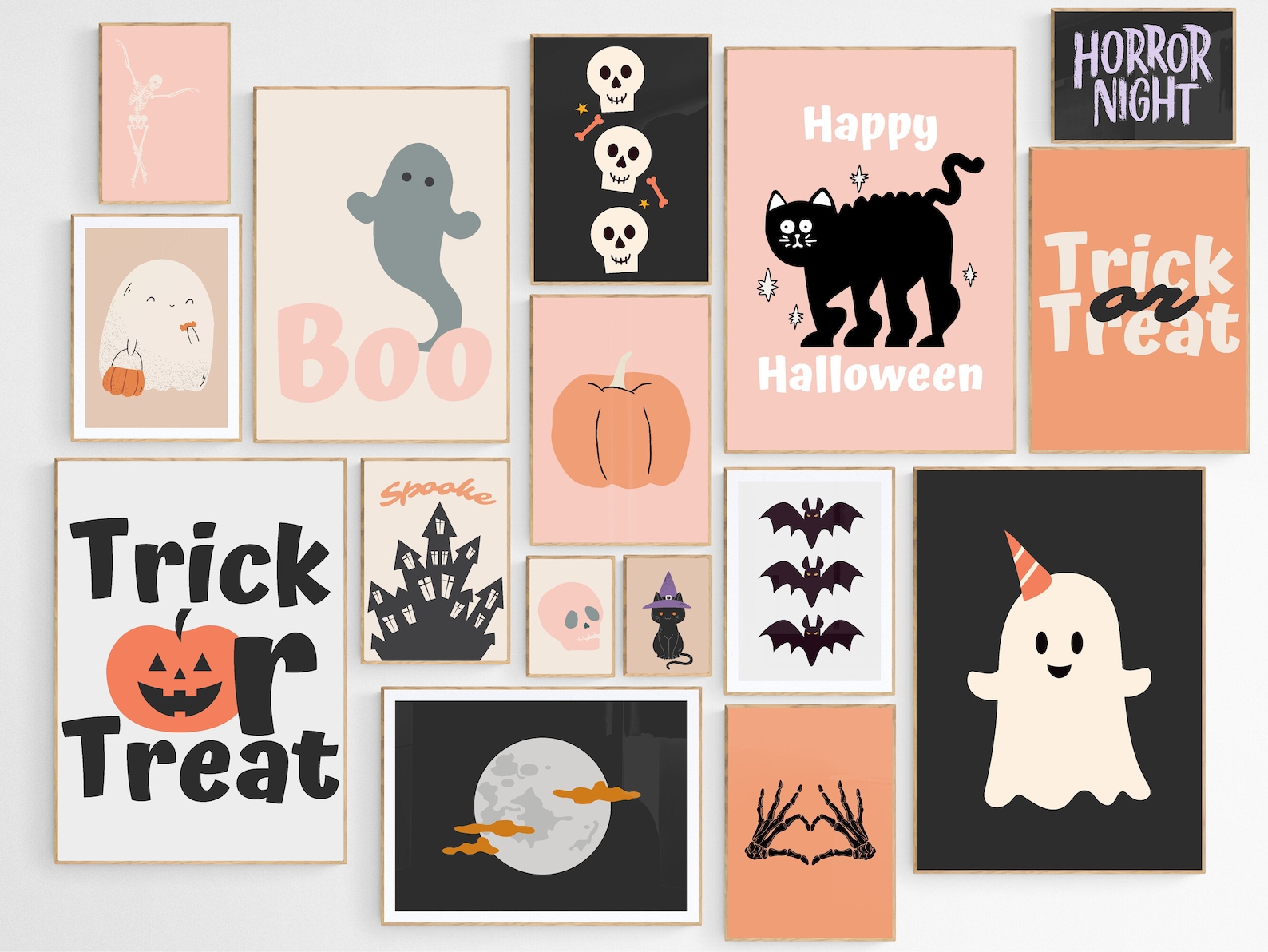 Boho Halloween Decor Set of 17 Prints, Cute Fall Decor, Modern ...