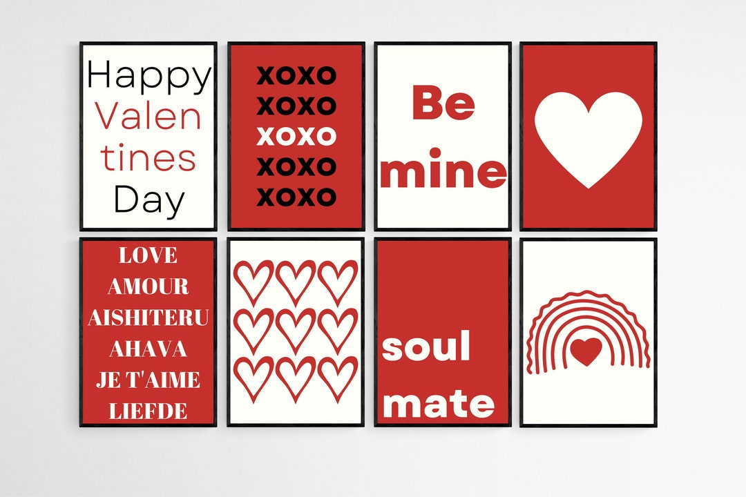 Valentines Day Decor Set of 8 PRINTABLES, Valentines Pintables ...