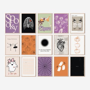 Boho Halloween Decor Set of 36 Prints, Cute Fall Decor, Modern ...