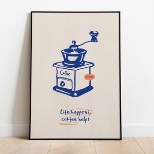 Coffee Set of 2 Printables, Food Print, Modern Kitchen Decor, Blue ...