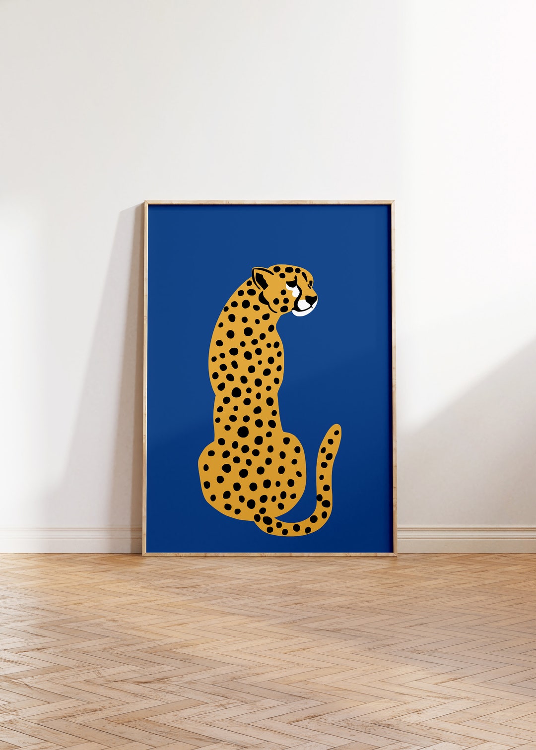 Cheetah Print, Sapphire Leopard Art Print, Boho Home Decor, Deep ...