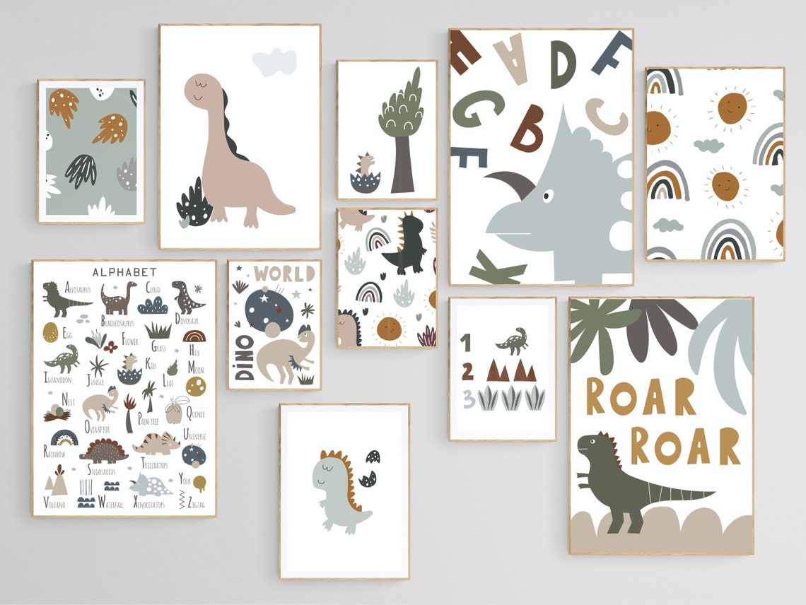 Dinosaur Alphabet Print Nursery Alphabet Poster Dino Print - Etsy