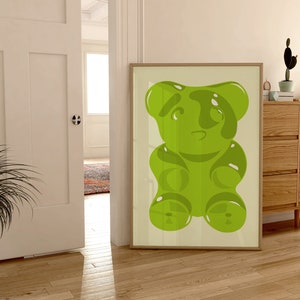 Green Gummy Bear | Candy Poster, Gummy Bear Art, Colorful Wall Art ...