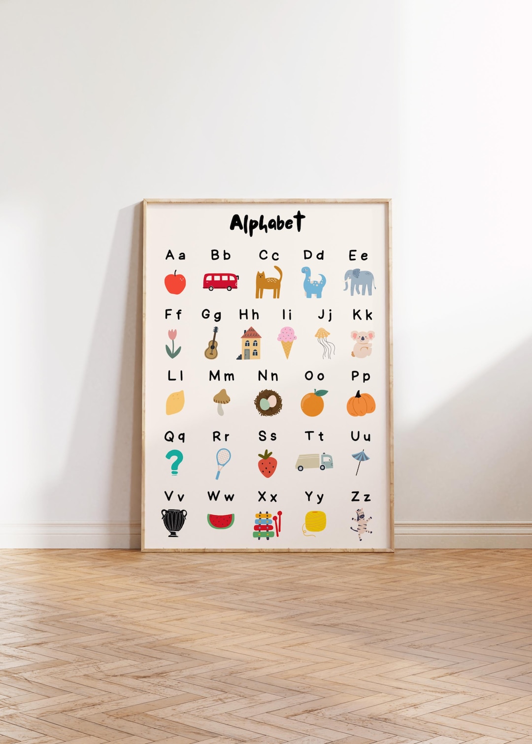 Alphabet Poster for Kids, ABC Wall Art Printable, Nursery & Playroom ...