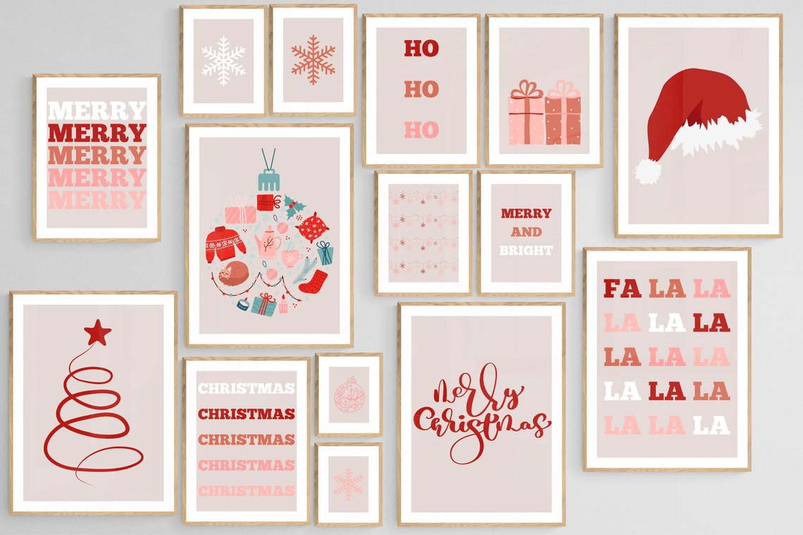 Set of 15 Christmas Prints Christmas Printable Wall Art - Etsy
