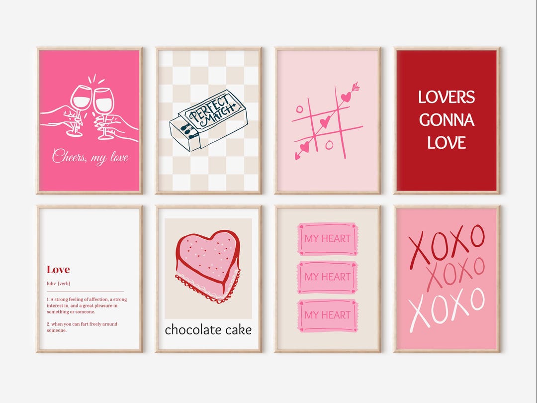Valentine Day Decor Set of 28 Printables, Valentines Party Decor, Retro ...