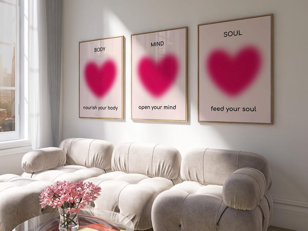 Mind Body Soul PRINTABLE Positive Aura Print Set of 3 Spiritual Wall ...