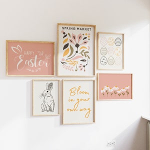 Easter Floral Set of 6 Printables Gallery Wall Art, Minimalist Spring ...