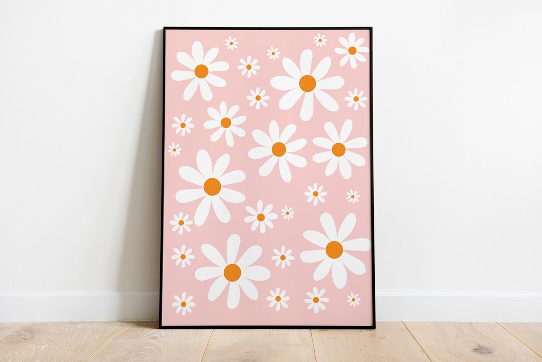 Pink Daisy Flower Print, Daisy Art, Floral Art, Floral Print, Floral ...