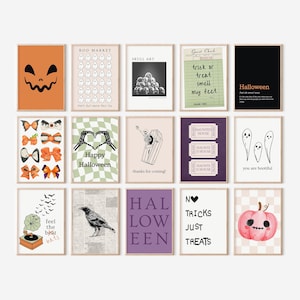 Boho Halloween Decor Set of 36 Prints, Cute Fall Decor, Modern ...