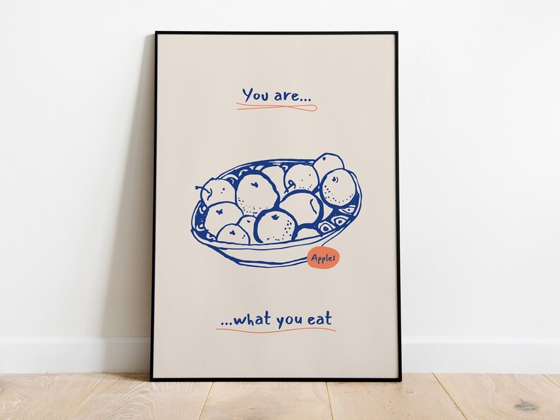 Apples Set of 2 Printables, Food Print, Go Vegan Art, You Are What You ...