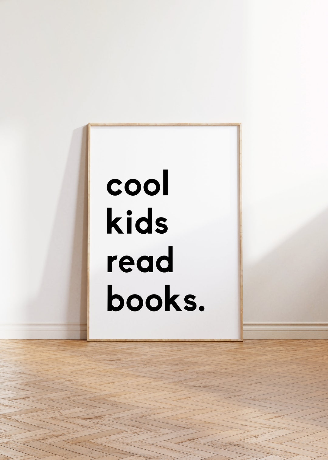 White Cool Kids Read Books Printable, Kids Reading Book, Playroom Wall ...