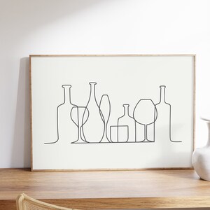 Drinks Print, Fine Line Art, Simple Line Art, Bar Cart Art, Cocktail ...
