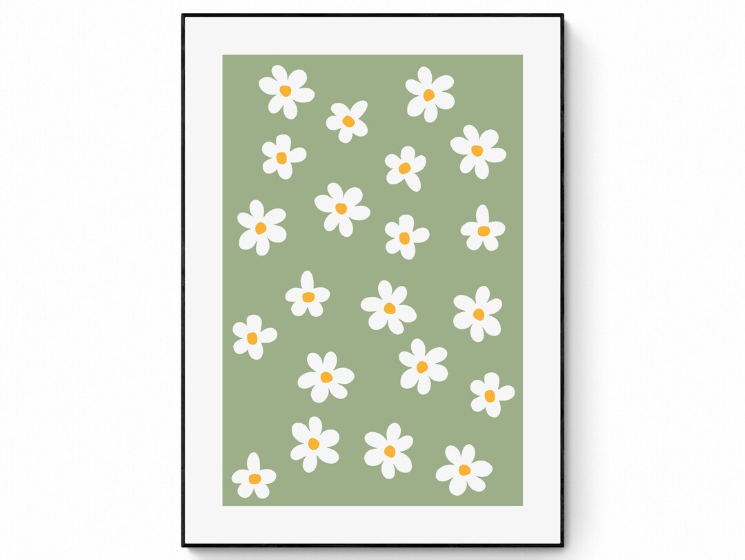 Sage Green Daisy Decor, Daisy Flower Print, Daisy Art, Daisy Wall Art ...