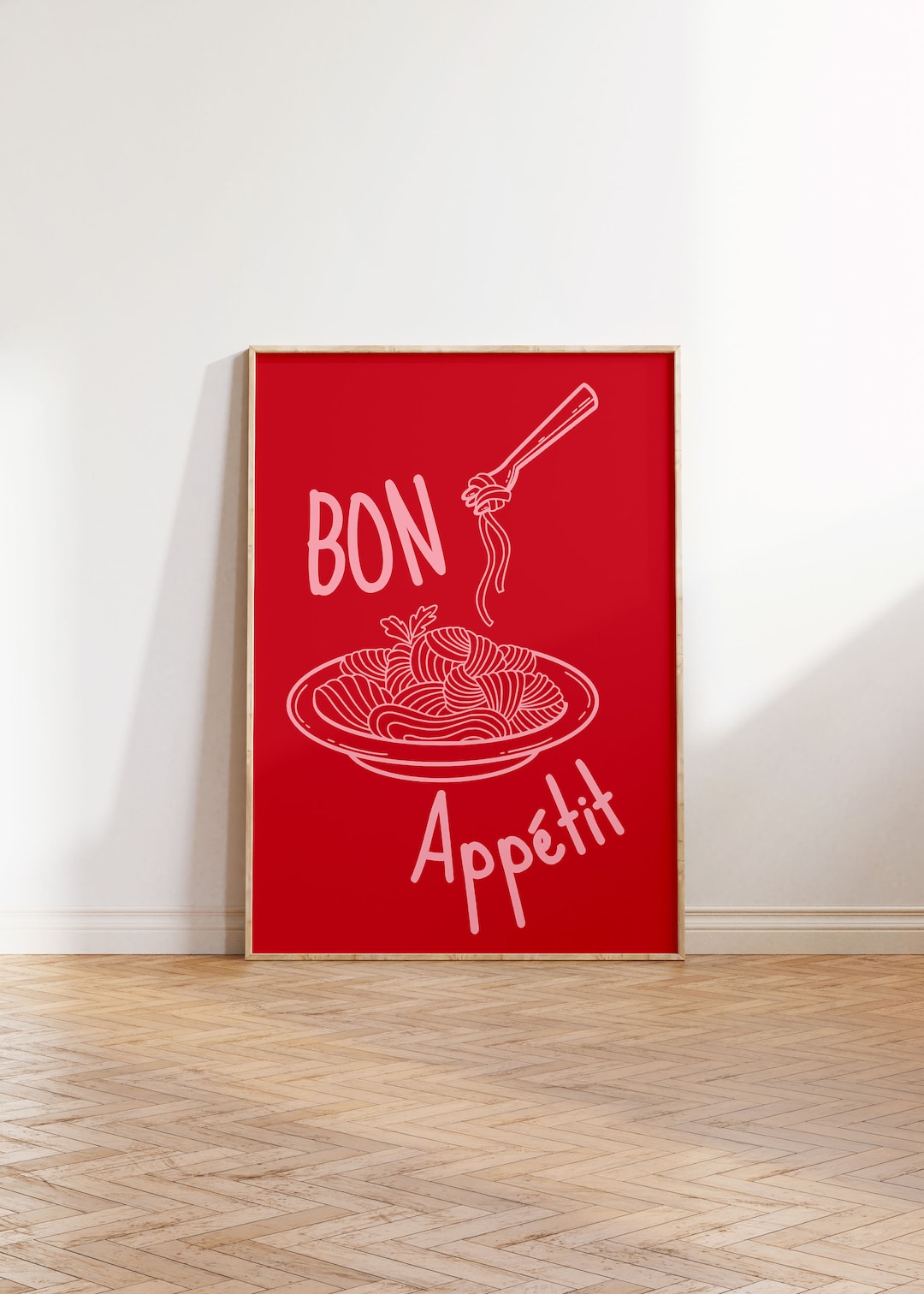 Pink and Red Bon Appetit Print Poster, French Quote, Paste Signs ...