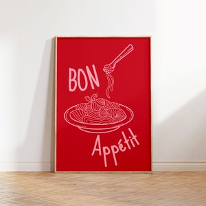 Pink and Red Bon Appetit Print Poster, French Quote, Paste Signs ...