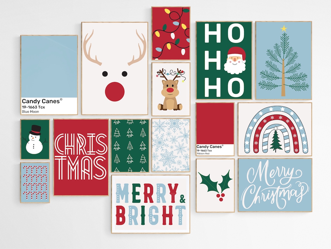 31 CHRISTMAS PRINTABLES, Bright Christmas Decorations, Maximalist ...