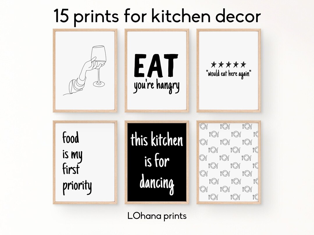 Kitchen Wall Art Set of 15 Kitchen Prints,modern Kitchen Decor, Kitchen ...