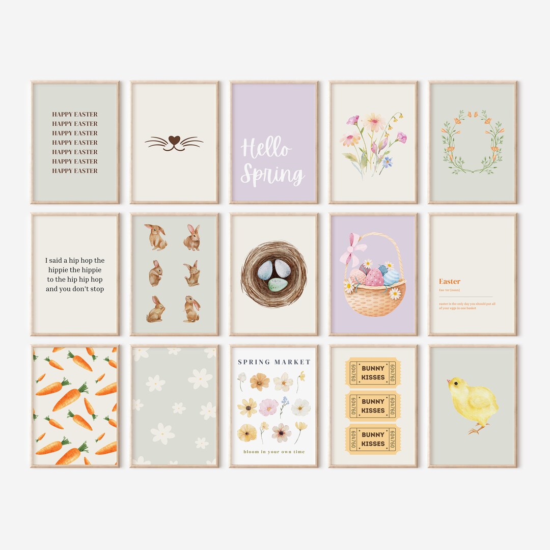 Easter 22 Printables Gallery Wall Art Set, Colorful Spring Art Prints ...