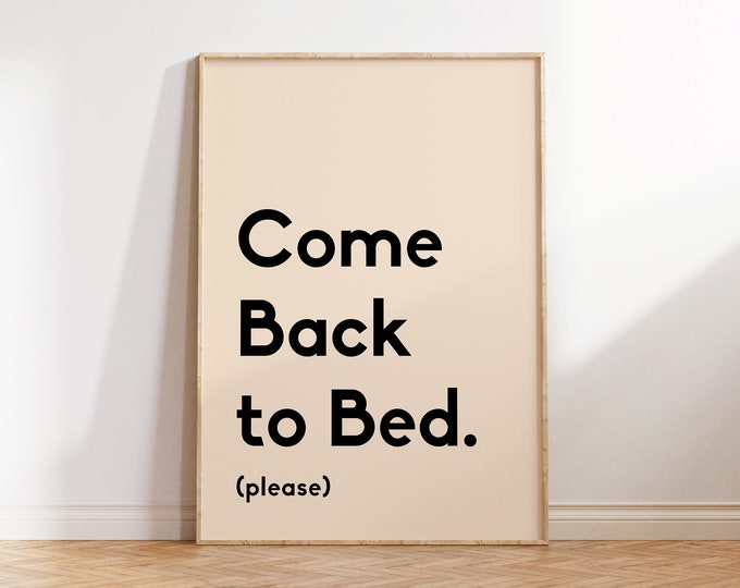 Come Back to Bed Horizontal, Couples Wall Art, Above Bed Print, Red and ...