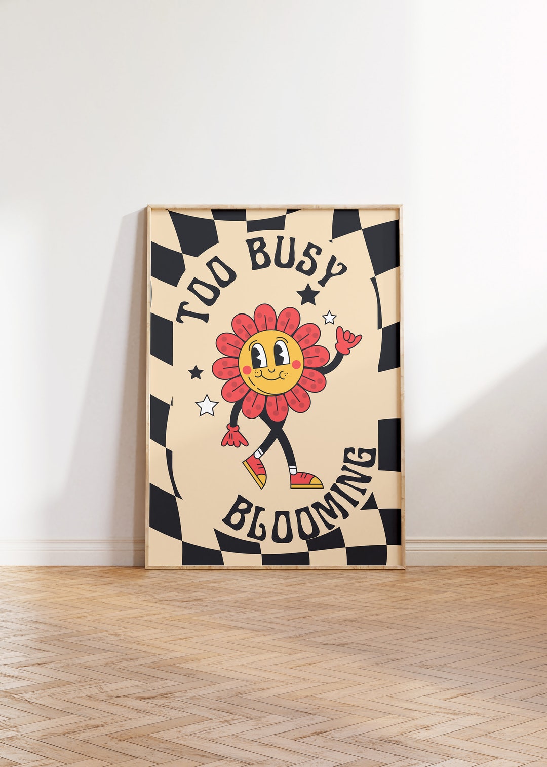 Bloom Print Retro Groovy Flower Print Vintage Retro Wall Art 70s Style ...