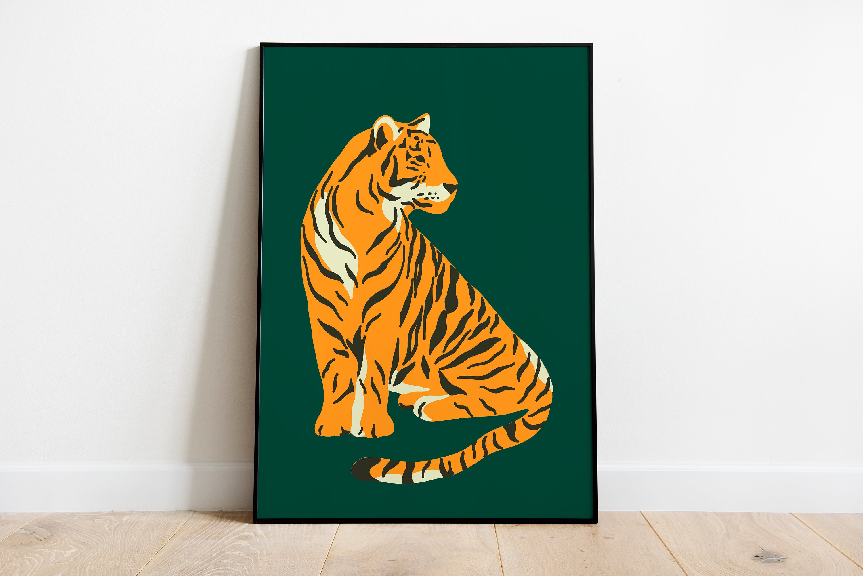 Tiger Print, Emerald Green Leopard Art Print, Boho Home Decor, Green ...