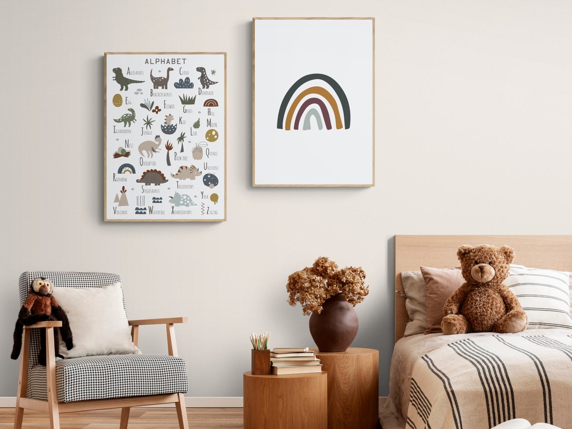 Dinosaur Alphabet Print Nursery Alphabet Poster Dino Print - Etsy